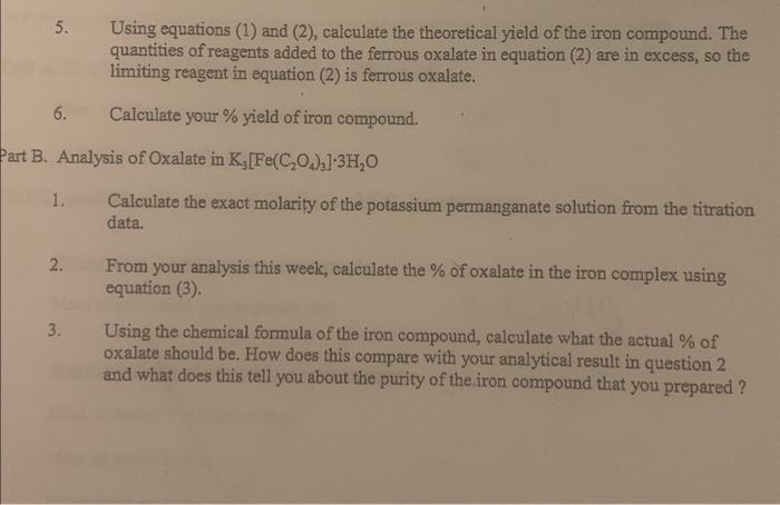 Part A. Preparation of K3[Ke(C2O1)3⋅33H2O (first | Chegg.com