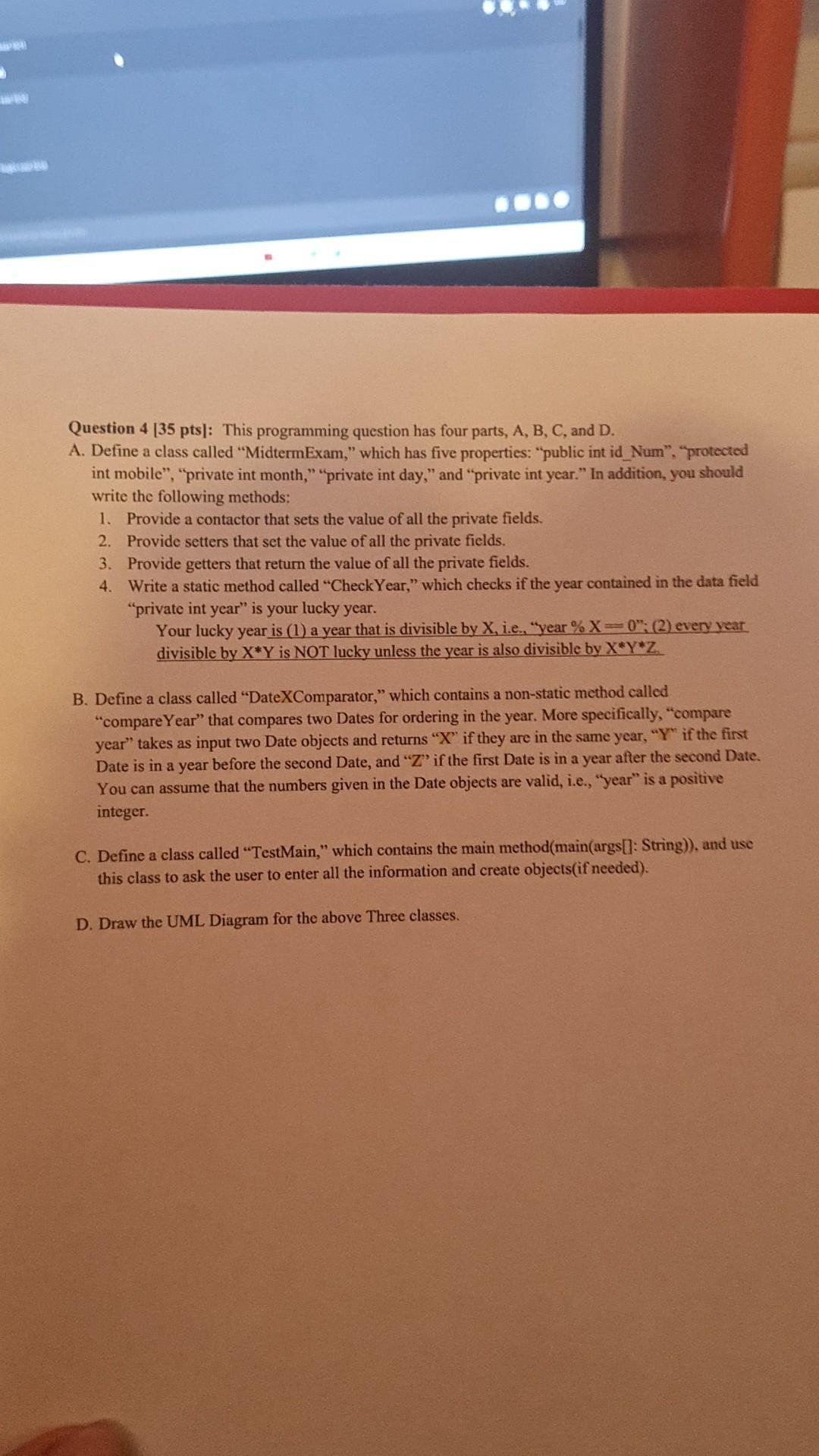 Solved Question 4 [35 pts]: This programming question has | Chegg.com