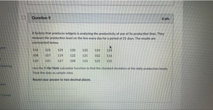 Solved A factory that produces widgets is analyzing the | Chegg.com