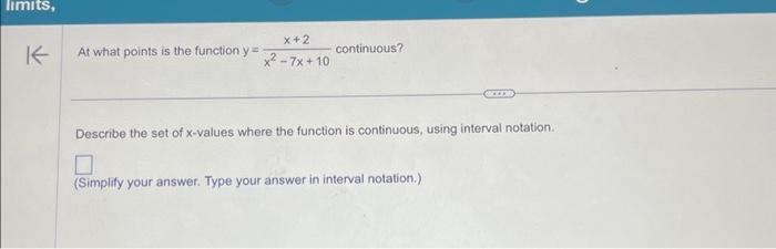 Solved limits, K At what points is the function y = x + 2 x² | Chegg.com