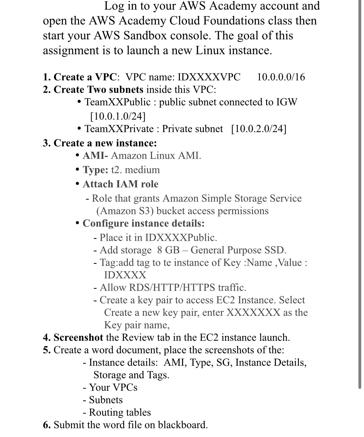 Solved Log in to your AWS Academy account and open the AWS | Chegg.com