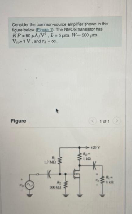 Solved Consider the common-source amplifier shown in the | Chegg.com