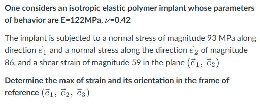Solved One considers an isotropic elastic polymer implant | Chegg.com