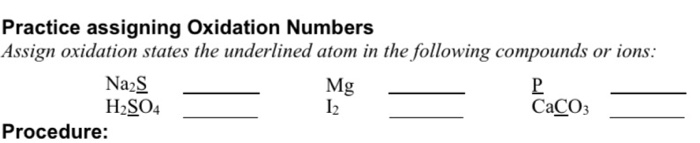 Solved Practice assigning Oxidation Numbers Assign oxidation | Chegg.com