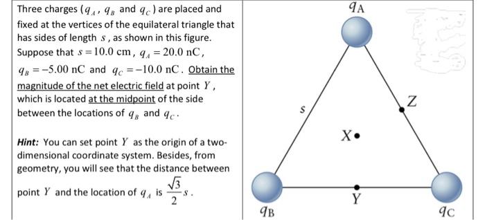 Solved Three charges (qA,qB and qC) are placed and fixed at | Chegg.com