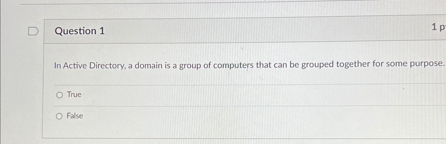 Solved Question 1In Active Directory, a domain is a group of | Chegg.com