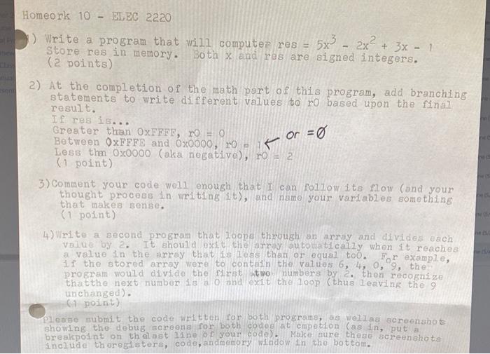 Solved Homeork 10 - ELEC 2220 Write a program that will | Chegg.com