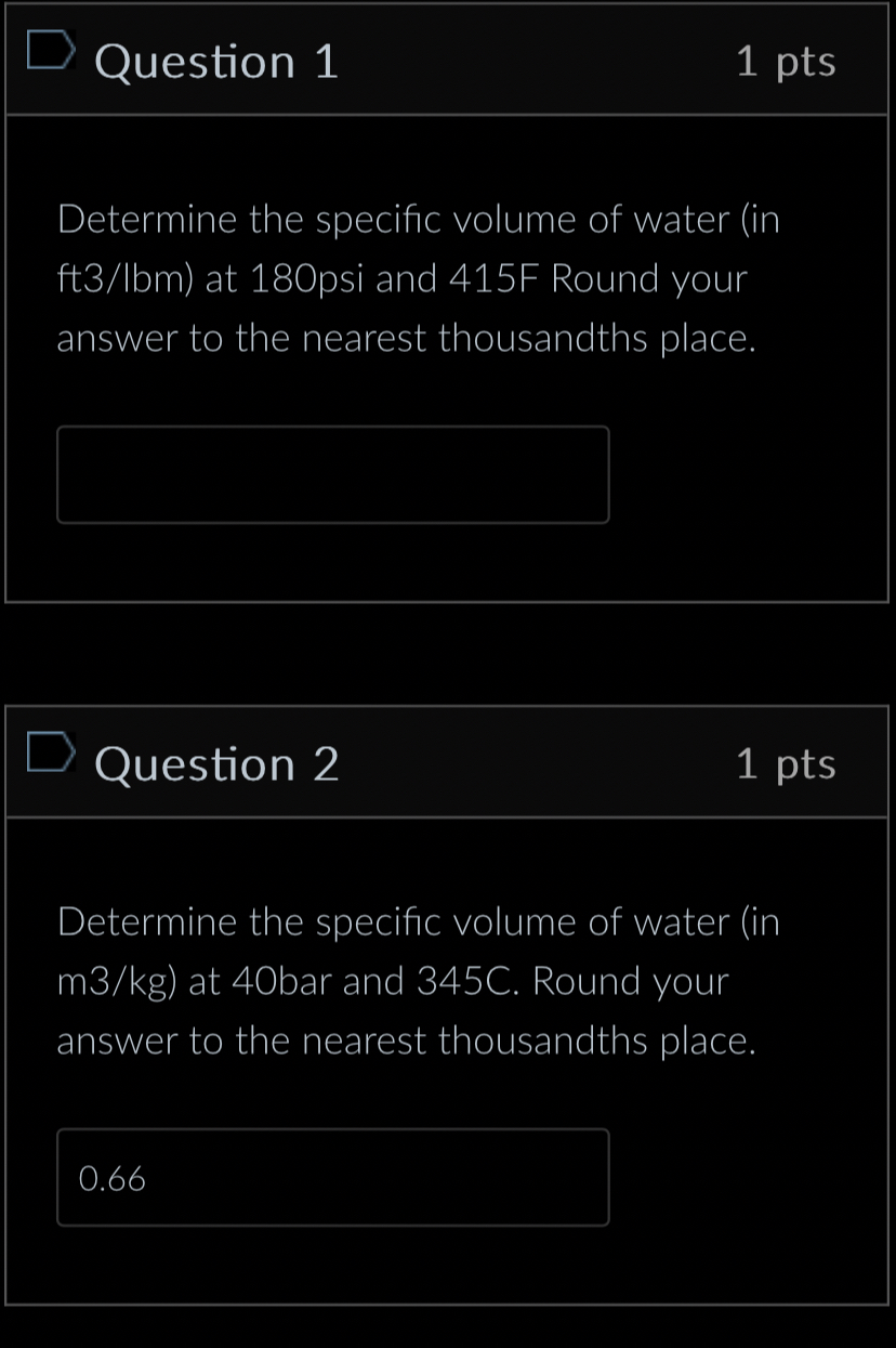 Solved Question 11 ﻿ptsDetermine the specific volume of | Chegg.com