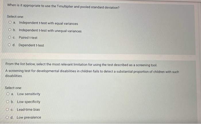 Solved When is it appropriate to use the T-multiplier and | Chegg.com