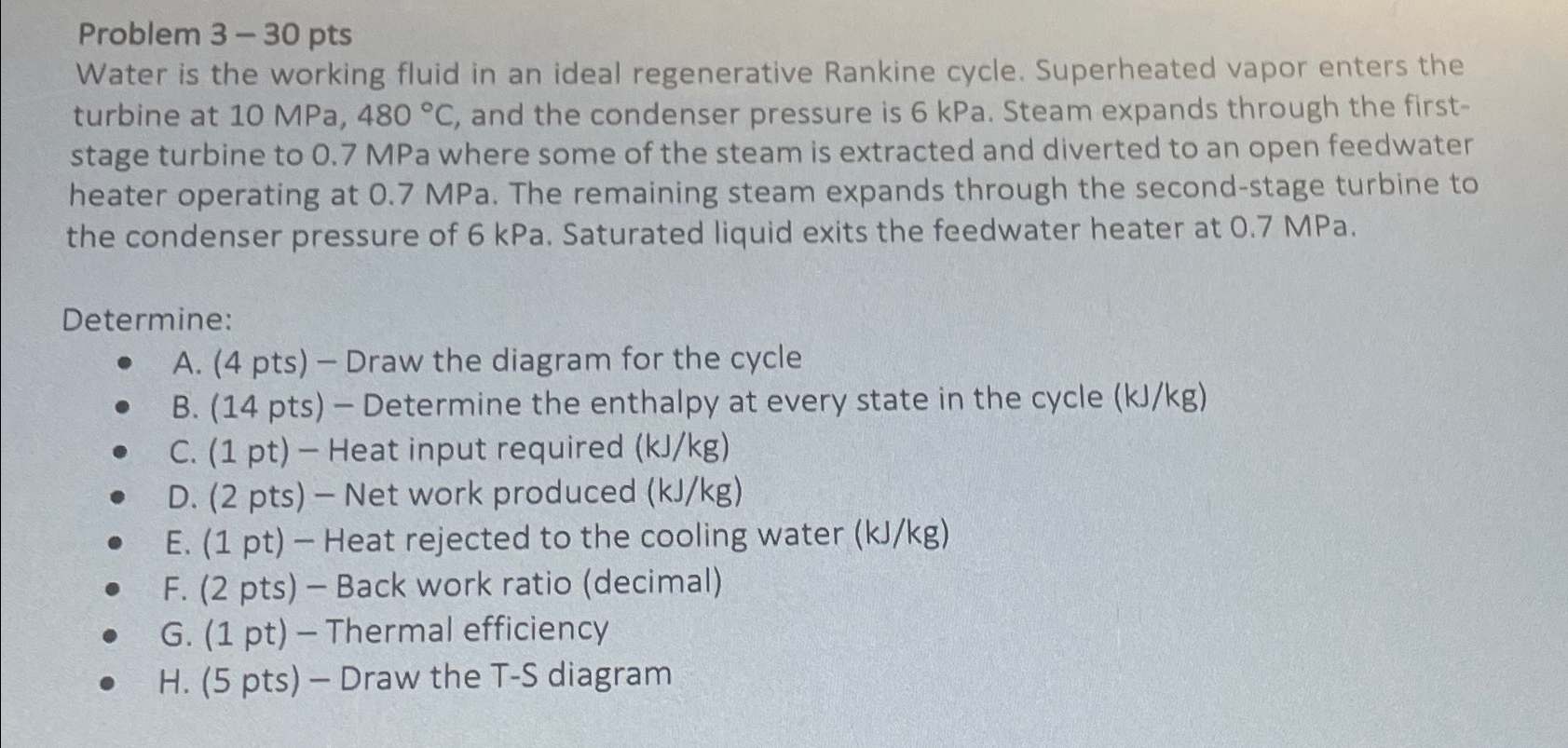 Solved Problem 3-30 ﻿ptsWater is the working fluid in an | Chegg.com