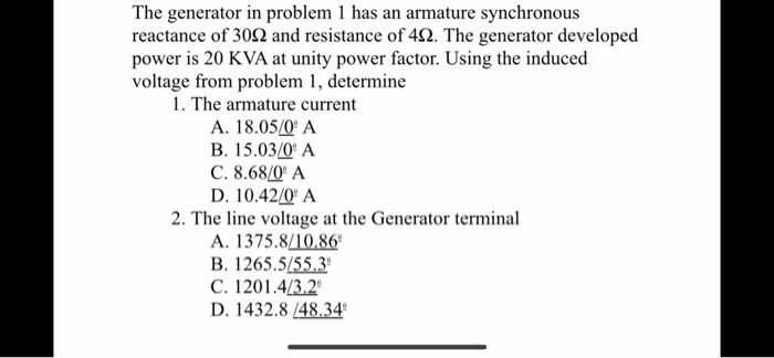 A two pole round rotor synchronous generator has a | Chegg.com