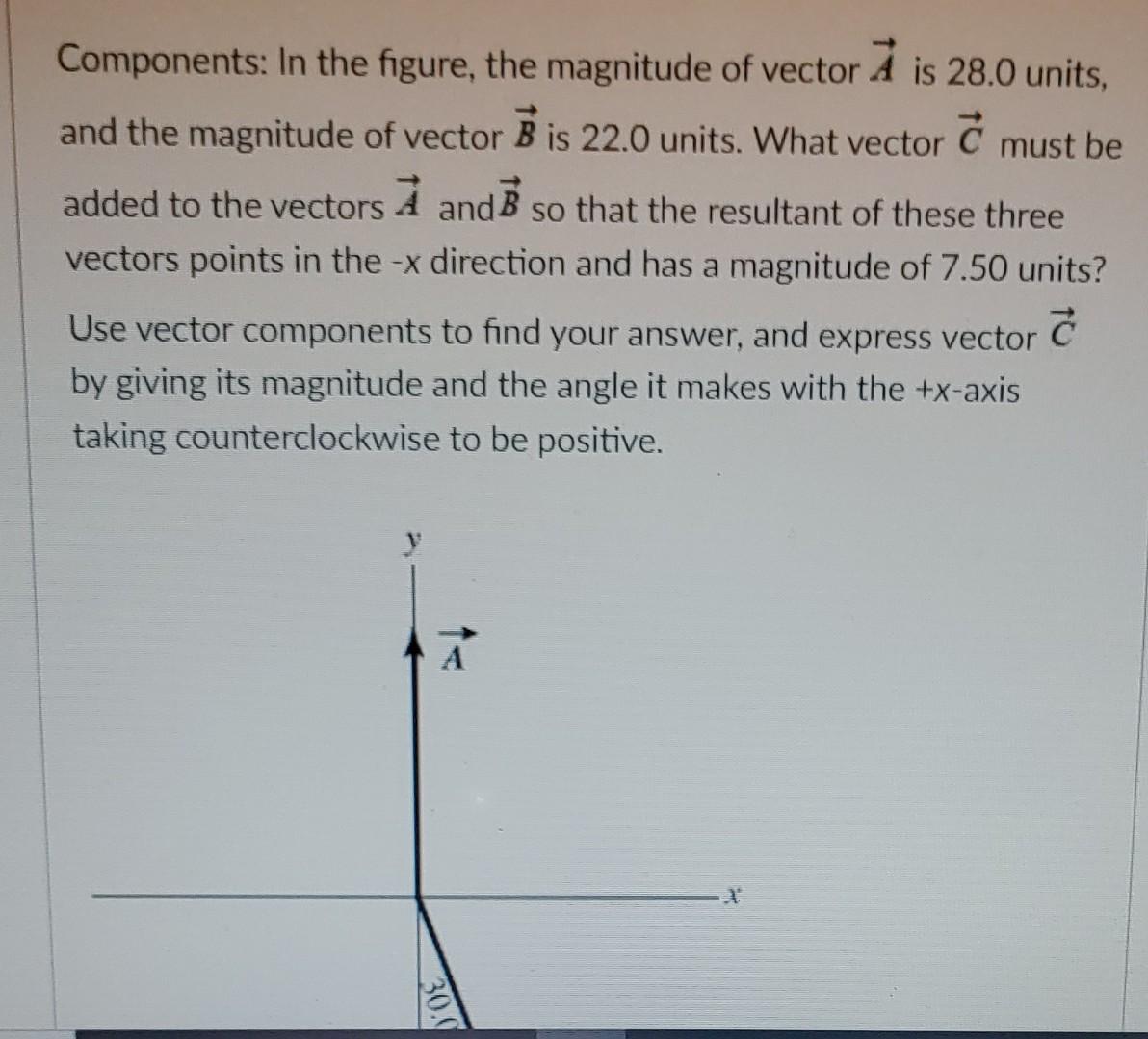 Solved Components: In the figure, the magnitude of vector A | Chegg.com
