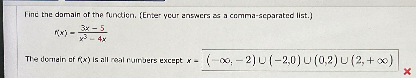 Solved Find the domain of the function. (Enter your answers | Chegg.com