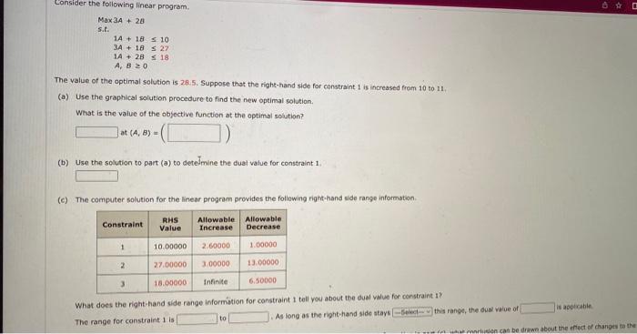 Solved Consider the following linear program. Max 3A+2B | Chegg.com