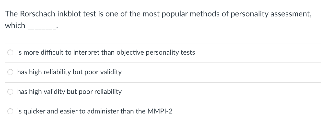 Solved The Rorschach inkblot test is one of the most popular | Chegg.com