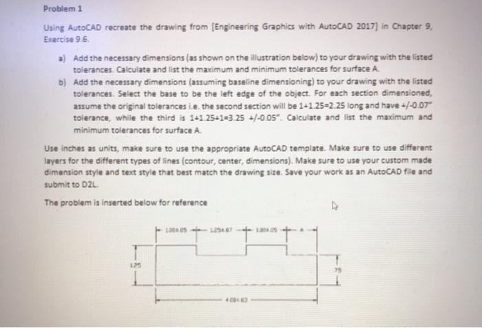 Solved Problem 1 Using AutoCAD recreate the drawing from | Chegg.com