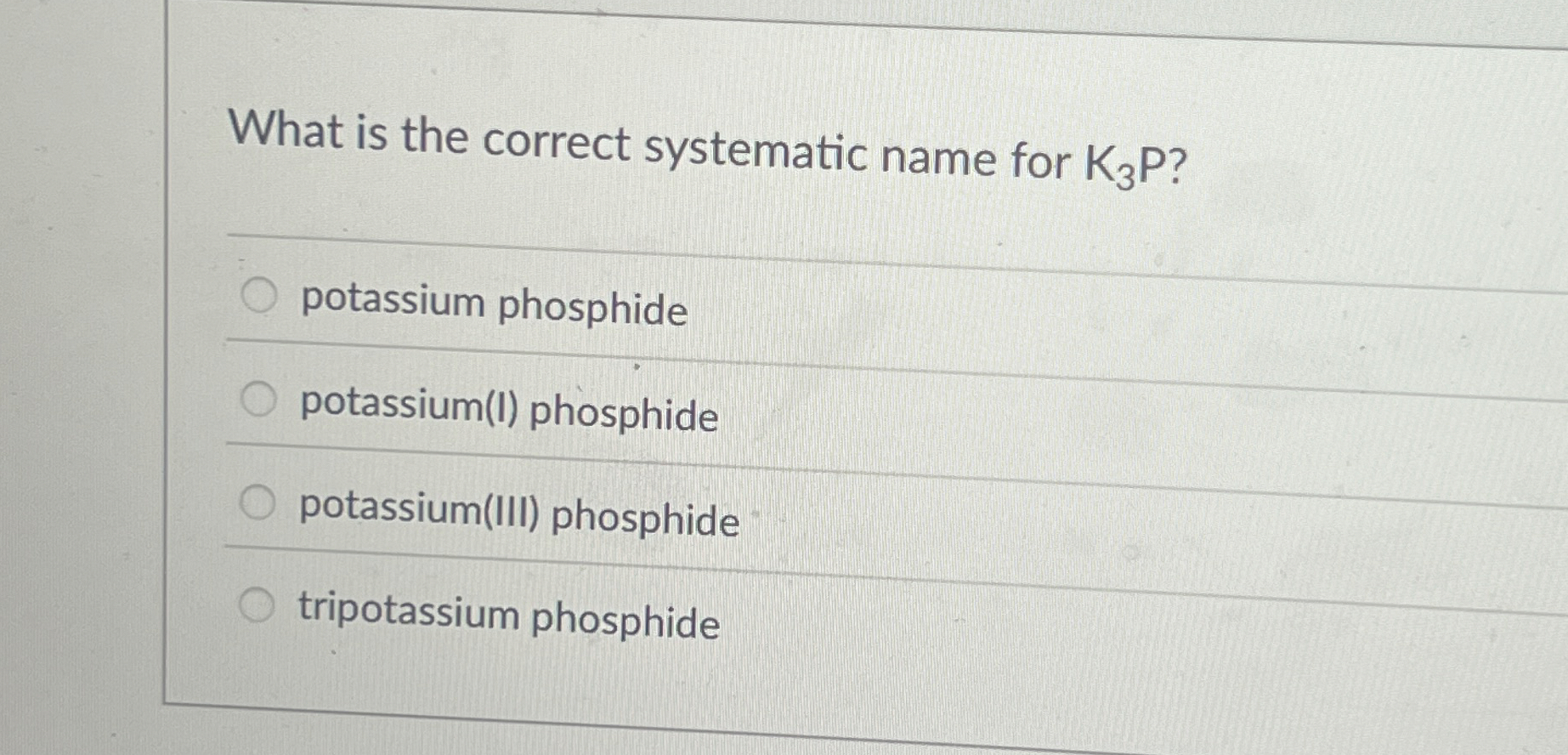 Solved What is the correct systematic name for | Chegg.com