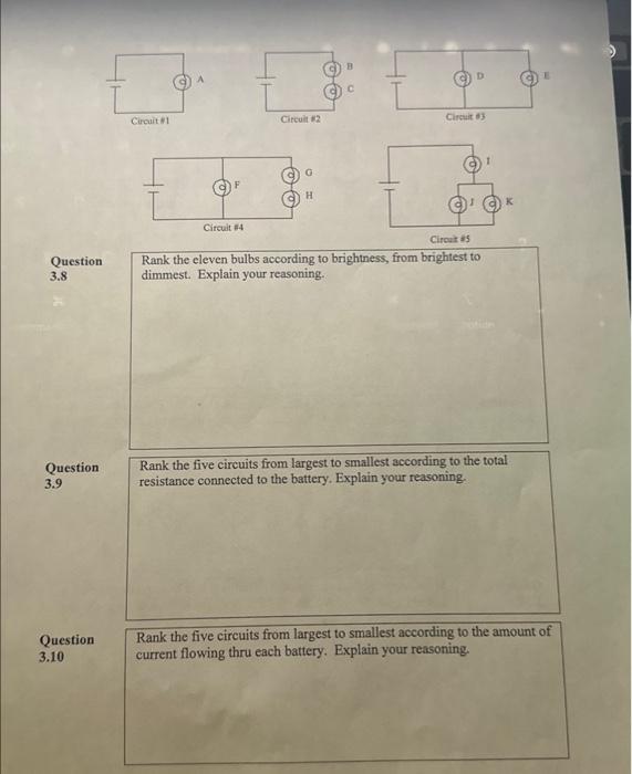 Solved Rank the eleven bulbs according to brightness, from | Chegg.com