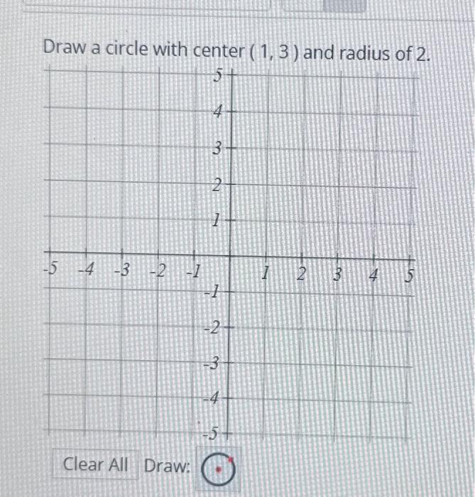 Solved Draw a circle with center (1, 3) and radius of 2. | Chegg.com