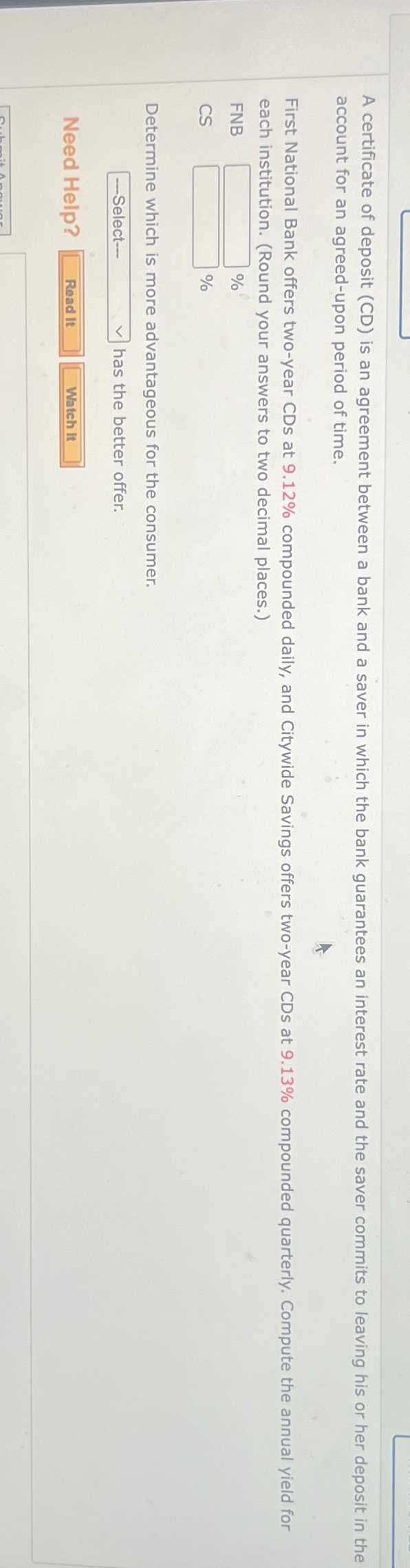 Solved A certificate of deposit (CD) ﻿is an agreement | Chegg.com