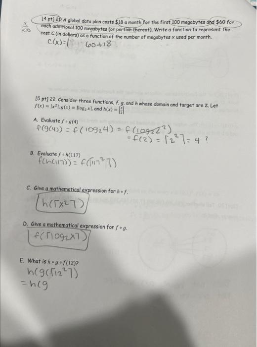 Solved 100x [4 pt] 2) A global data plan costs $18 a month | Chegg.com