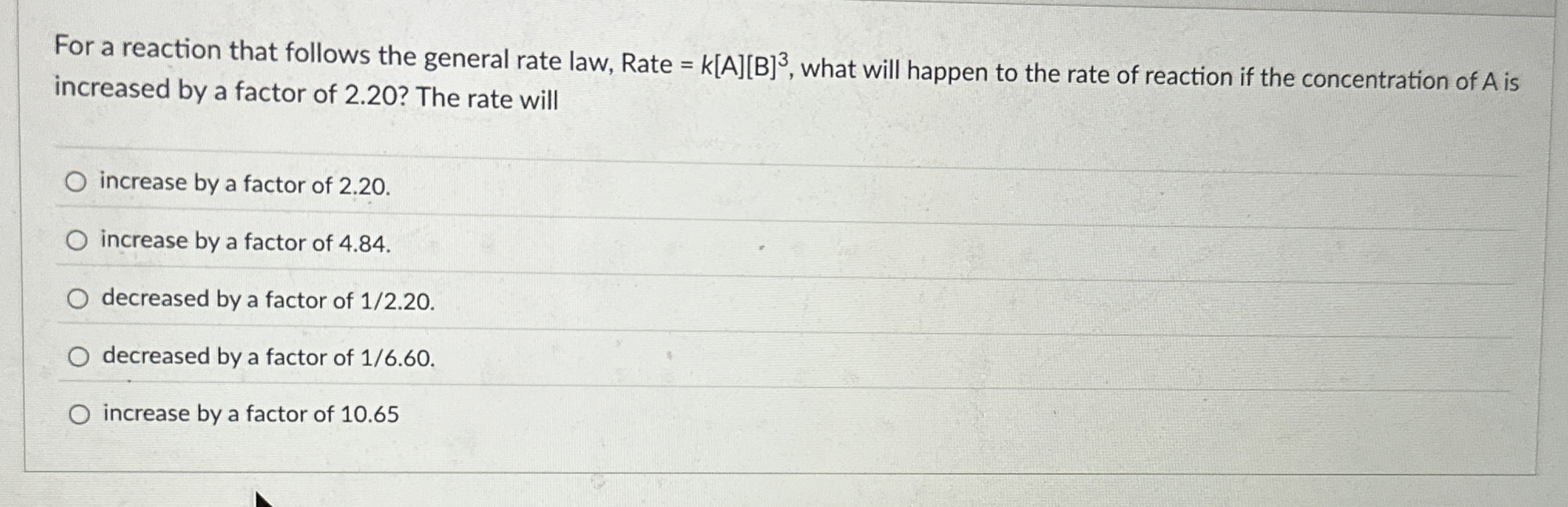 Solved For a reaction that follows the general rate law, | Chegg.com
