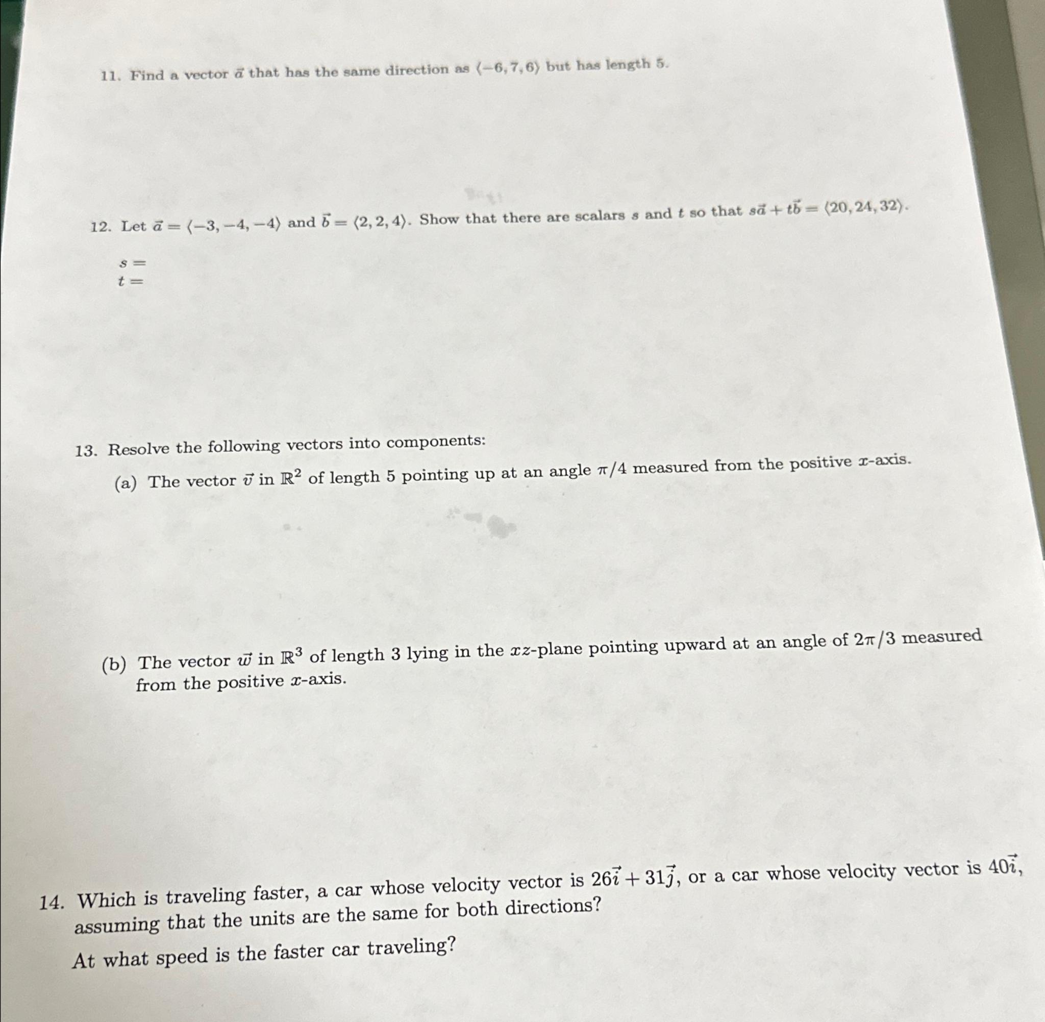 Solved Find a vector vec(a) ﻿that has the same direction as | Chegg.com