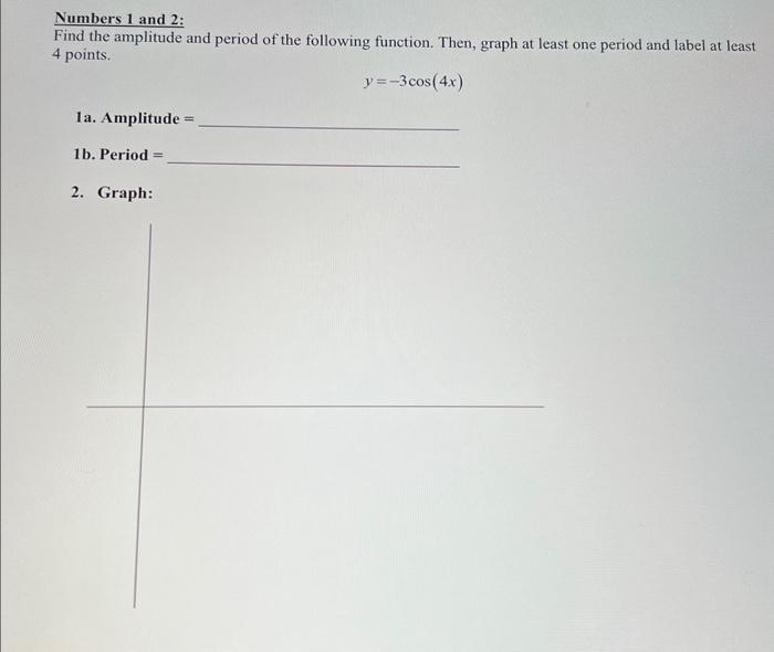 Solved Numbers 1 and 2: Find the amplitude and period of the | Chegg.com