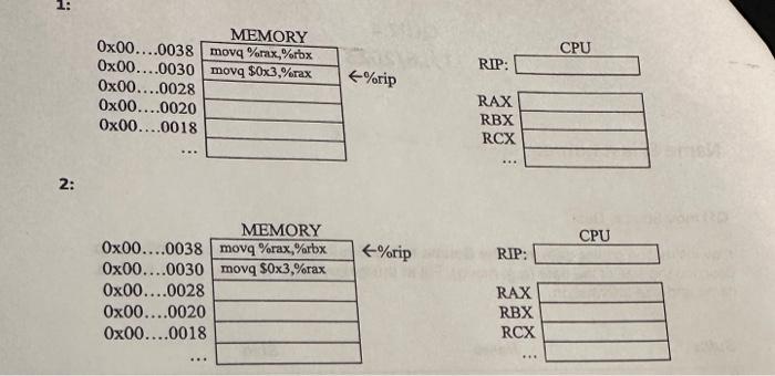 Solved MEMORY 2: \begin{tabular}{|c|c|} \hline | Chegg.com