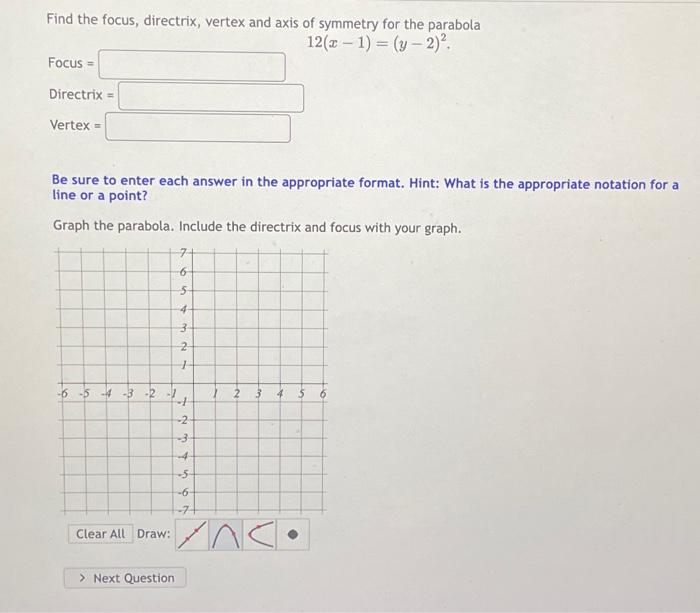 Solved Find the focus, directrix, vertex and axis of | Chegg.com