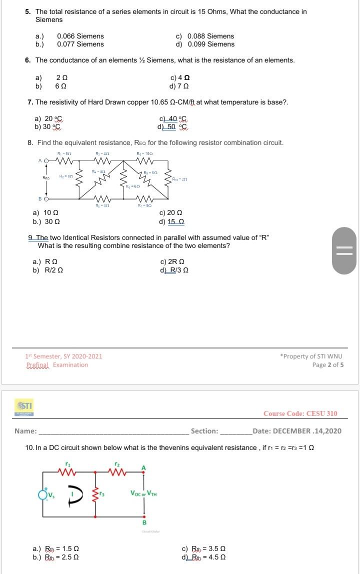 Solved MULTIPLE CHOICE: 1. The elements of circuits | Chegg.com