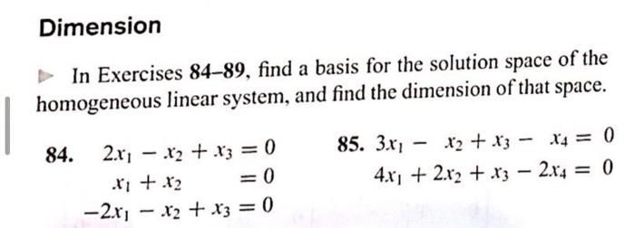 Solved Dimension In Exercises 84-89, find a basis for the | Chegg.com