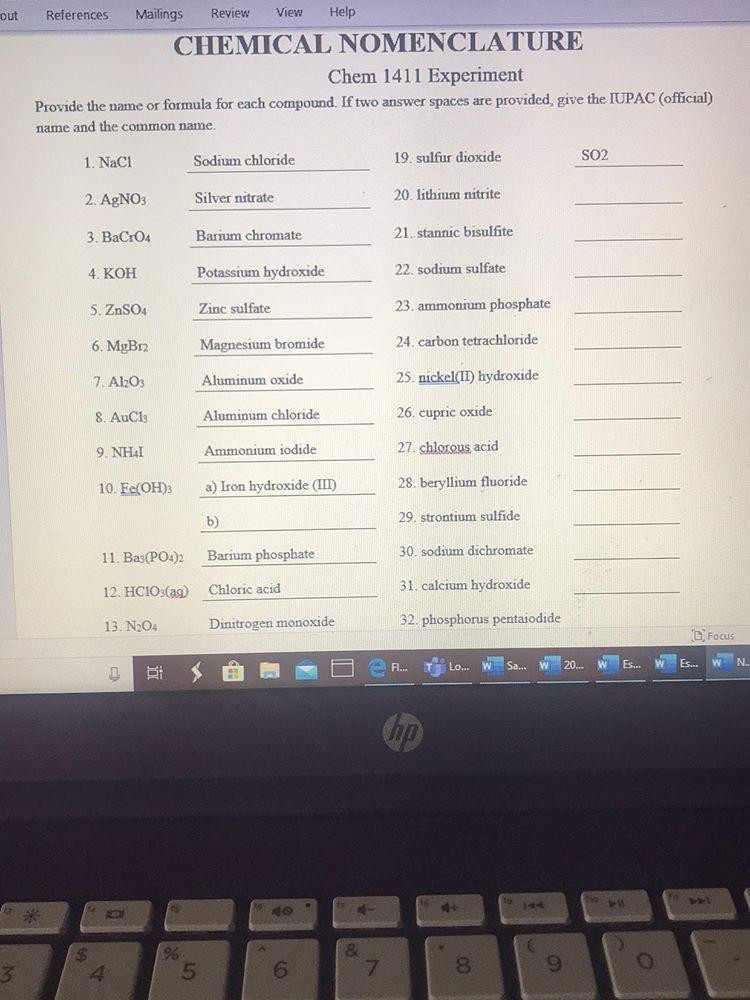 Solved out References Mailings Review View Help CHEMICAL | Chegg.com