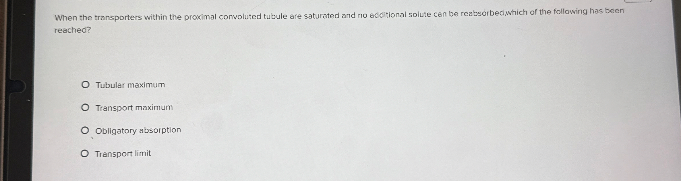 Solved When the transporters within the proximal convoluted | Chegg.com