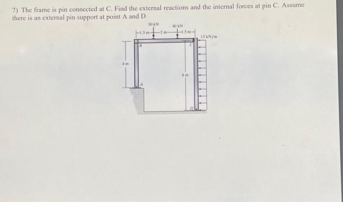 Solved 7) The frame is pin connected at C. Find the external | Chegg.com