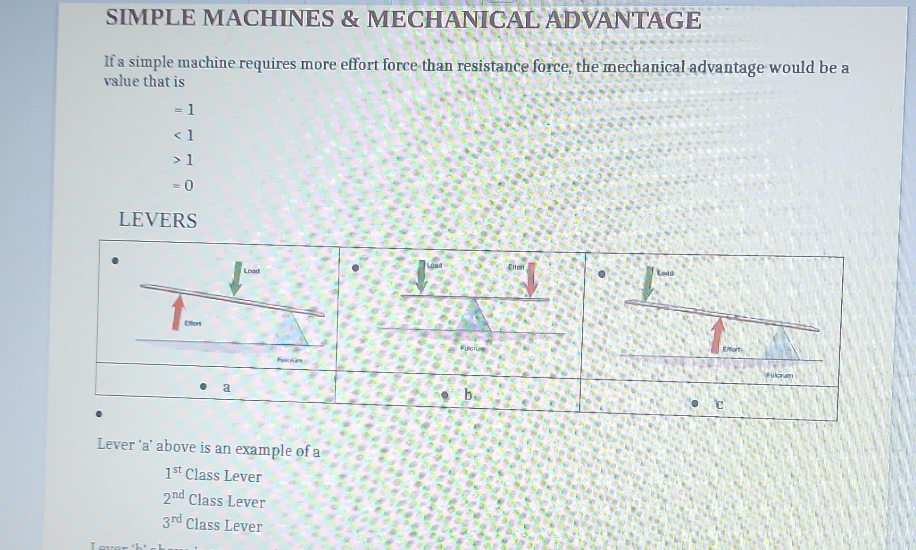 Solved If a simple machine requires more effort force than | Chegg.com