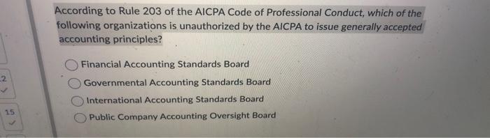 Solved According to Rule 203 of the AICPA Code of | Chegg.com