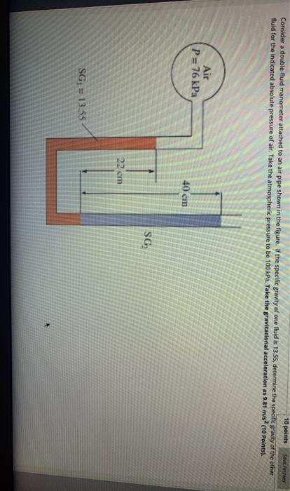 Solved 10 points Save A Consider a double-fluid manometer | Chegg.com