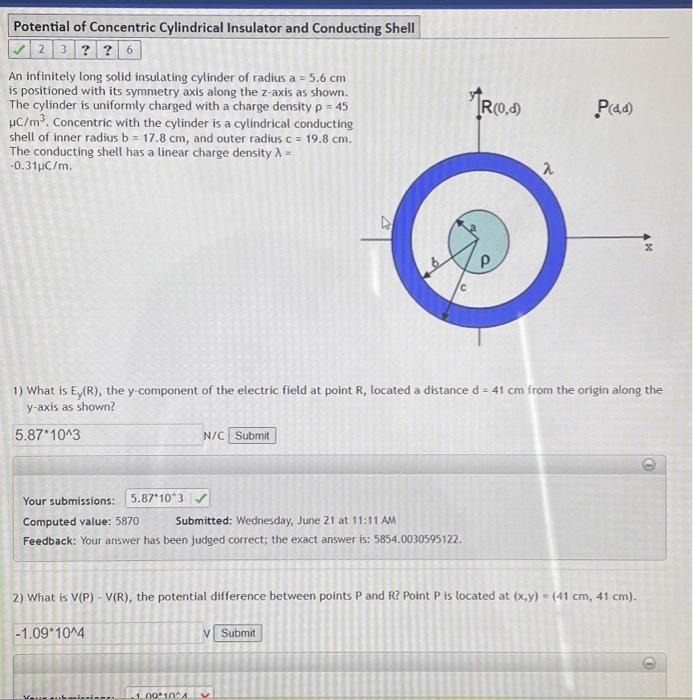 Solved Potential of Concentric Cylindrical Insulator and | Chegg.com