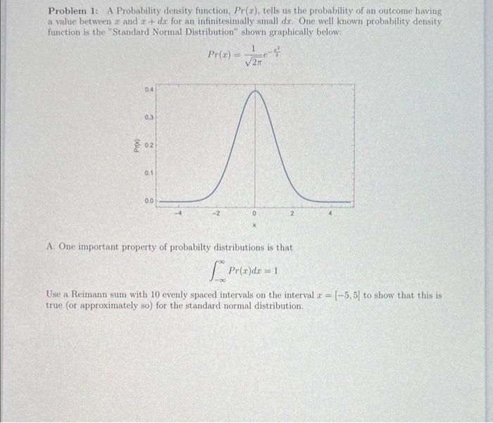 Solved Problem 1: A Probability density function, Pr(x), | Chegg.com