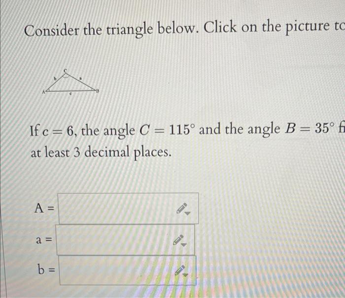 Solved Consider the triangle below. Click on the picture to | Chegg.com