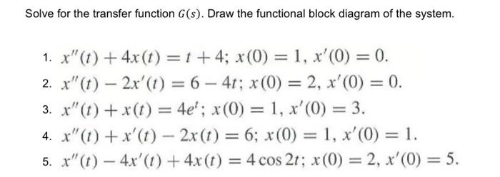 Solved TRANSFER FUNCTIONSolve for the transfer function | Chegg.com