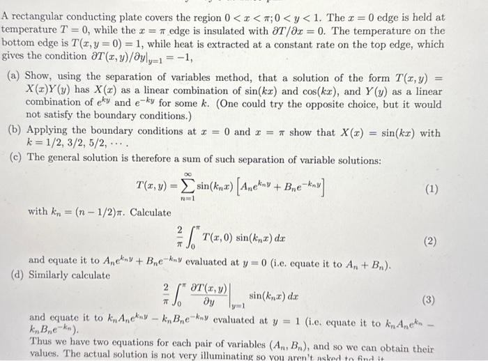 Solved A rectangular conducting plate covers the region 0 | Chegg.com
