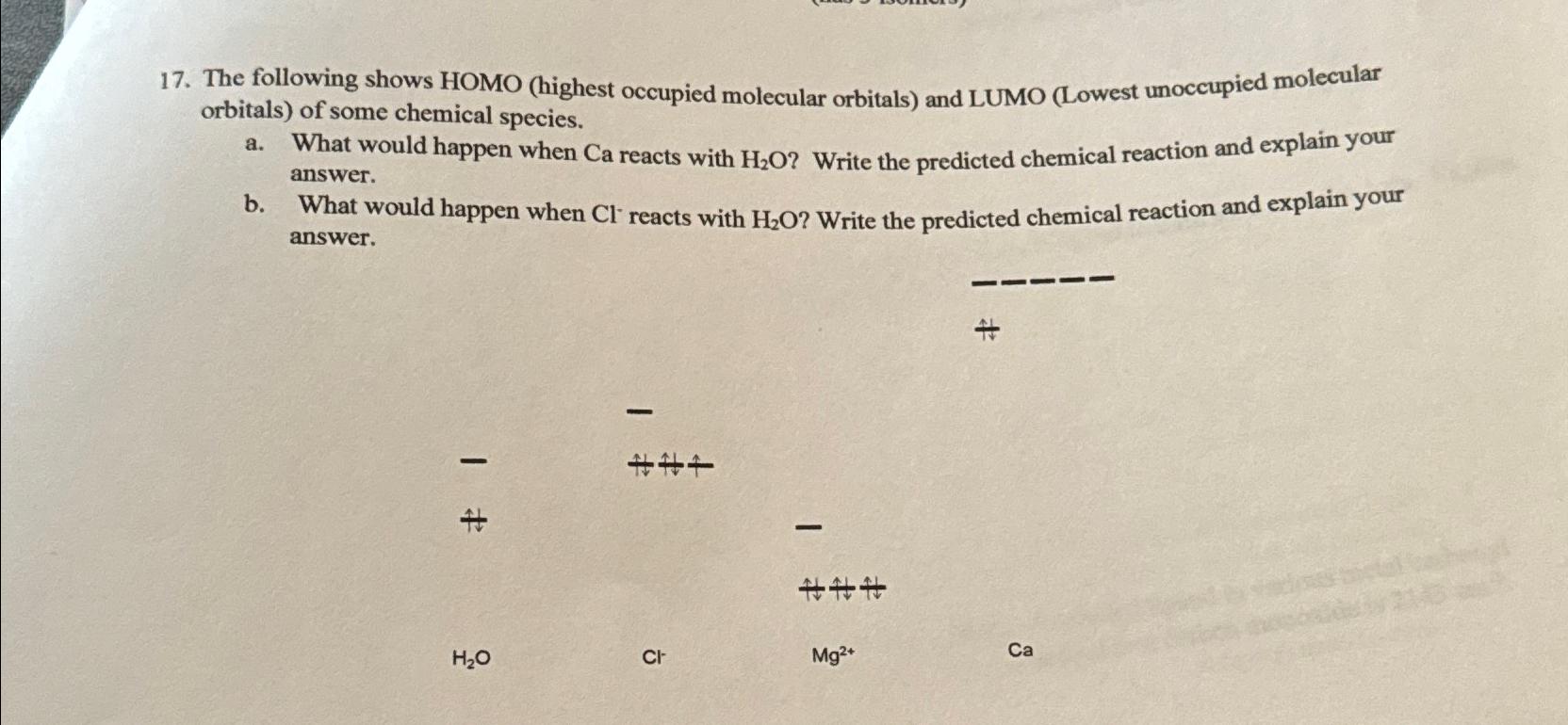 Solved The following shows HOMO (highest occupied molecular | Chegg.com