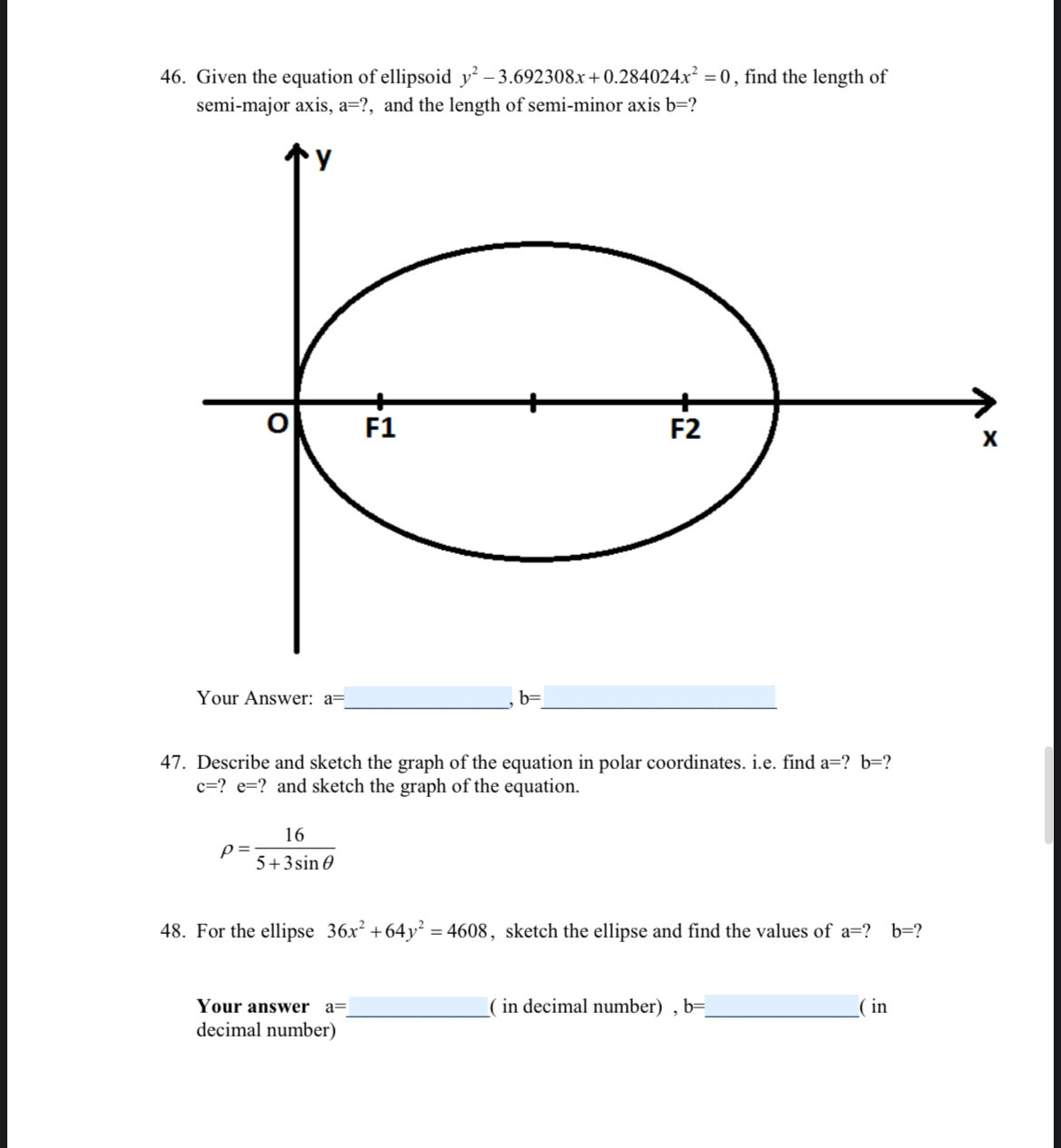 Solved Given the equation of ellipsoid | Chegg.com