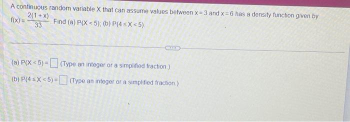 Solved A continuous random variable x that can assume values | Chegg.com