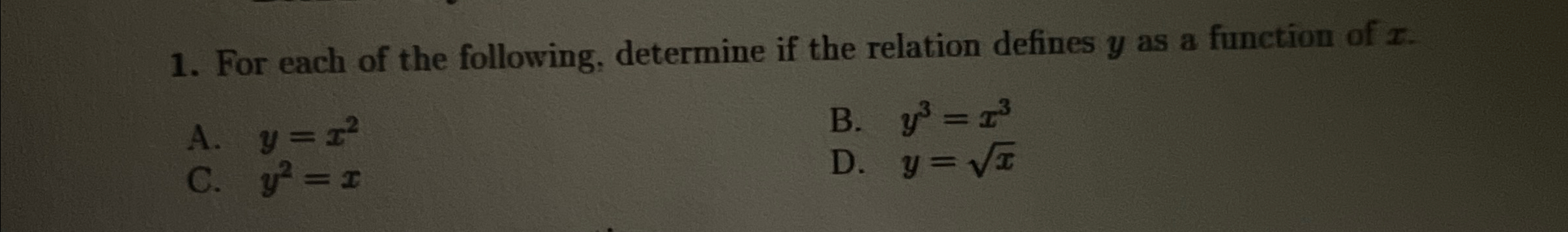 Solved For each of the following, determine if the relation | Chegg.com