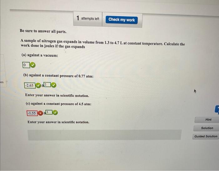 Solved 1 attempts left Check my work Be sure to answer all | Chegg.com