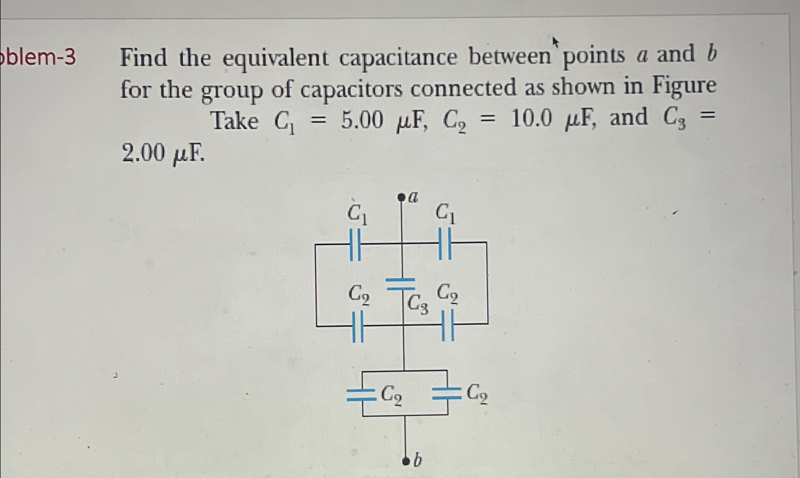 Solved blem-3 ﻿Find the equivalent capacitance between | Chegg.com