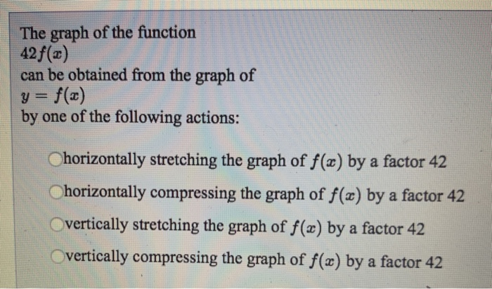 Solved The graph of the function 42f(2) can be obtained from | Chegg.com